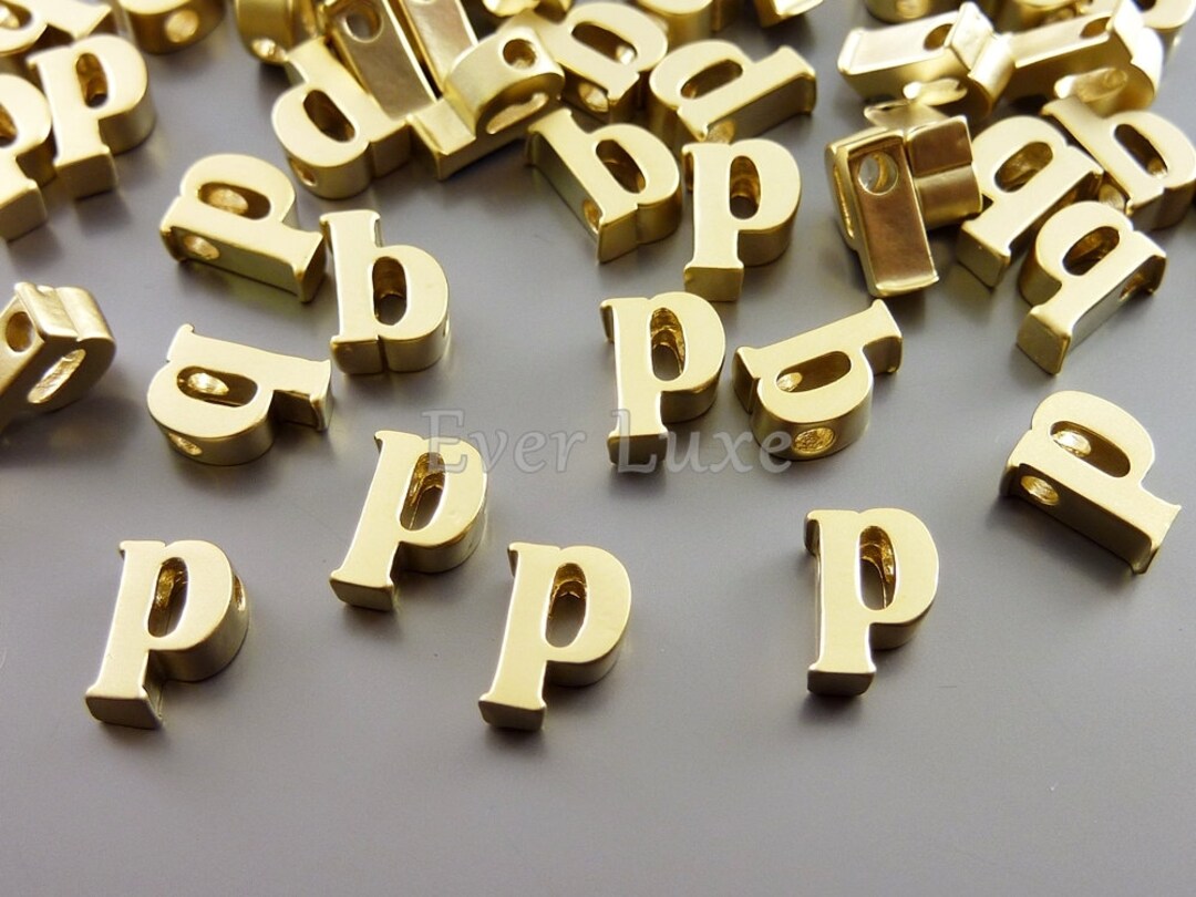 2 Matte Gold Letter P Beads: Brass Initial Charms - Etsy