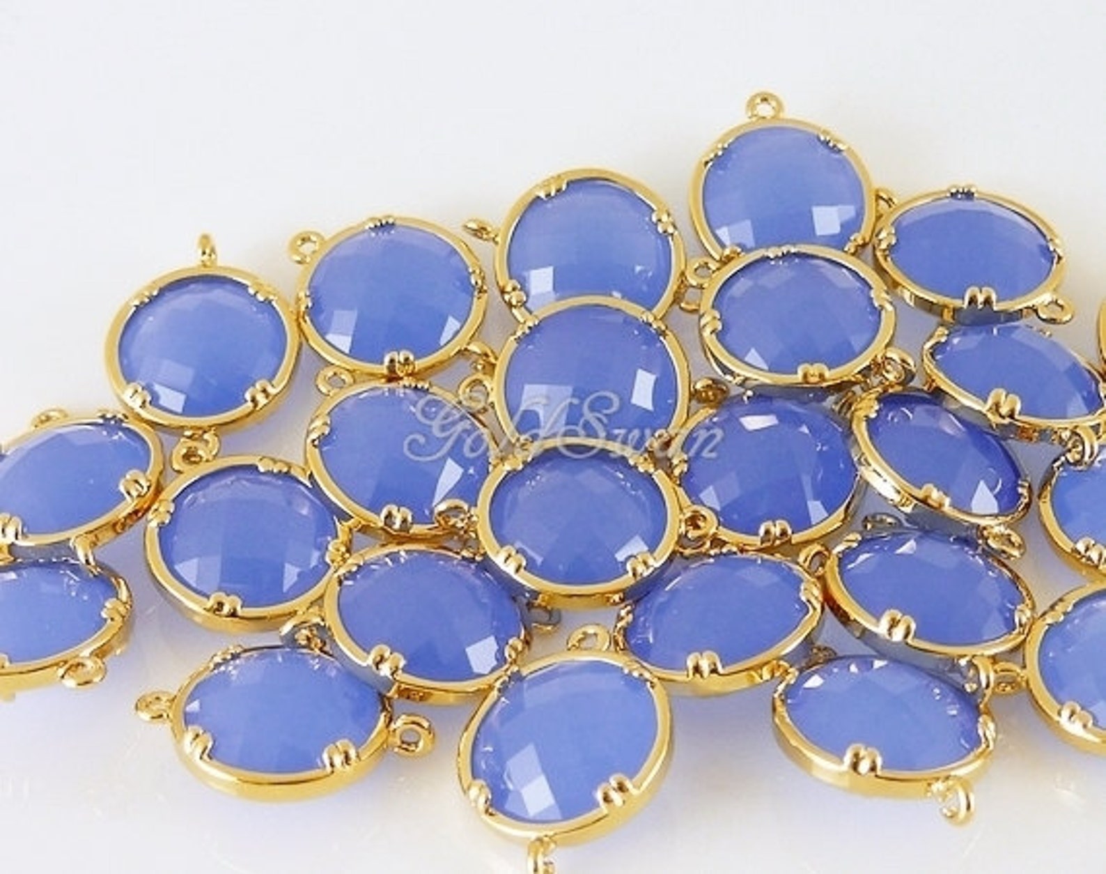 2 Pcs Periwinkle Blue Purple Blue Color Round 12mm Glass - Etsy