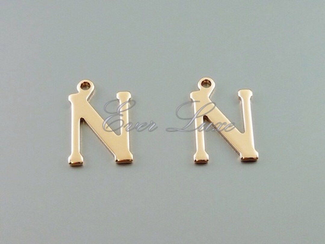Rose Gold Initial N Pendants: Brass Monogram Charms, 13mm (4 Pieces) - Etsy