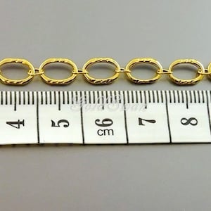 1 Foot Super-quality Shiny Gold Textured Large Oval Link Chain: Perfect ...