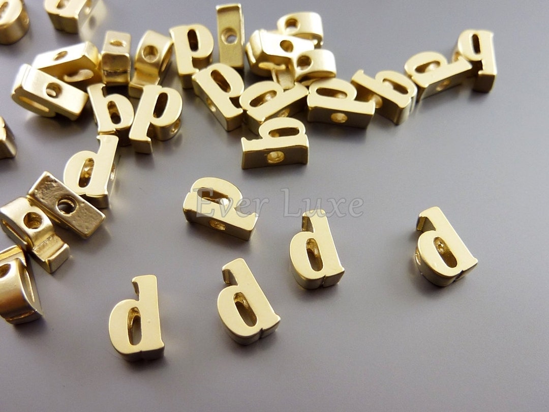 Matte Gold Initial Beads: Lowercase Letter D Charms (2 Pc) - Etsy