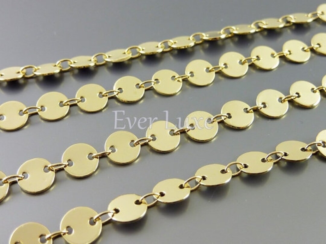 1 Foot Flat Gold Disc Connected Chains 6mm Disc Charmed - Etsy