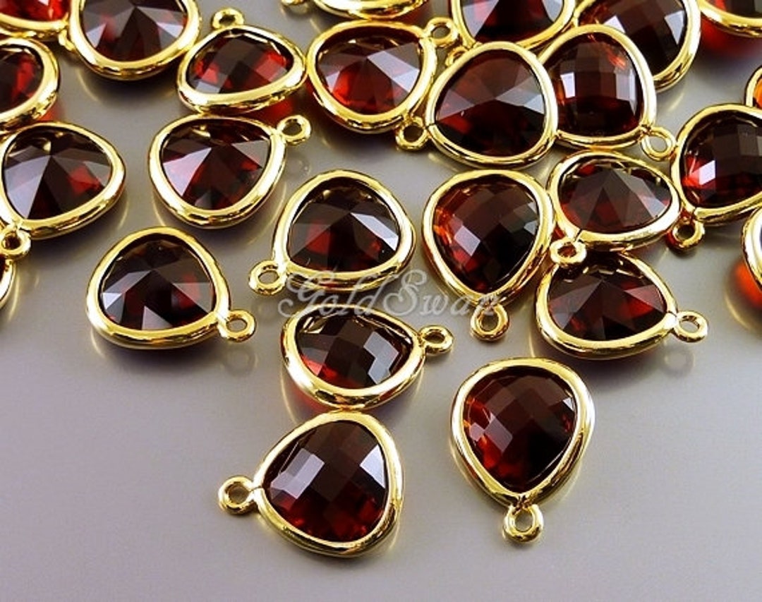 2 Pcs Red Garnet Deep Red Wine Color Glass Crystal Stone - Etsy