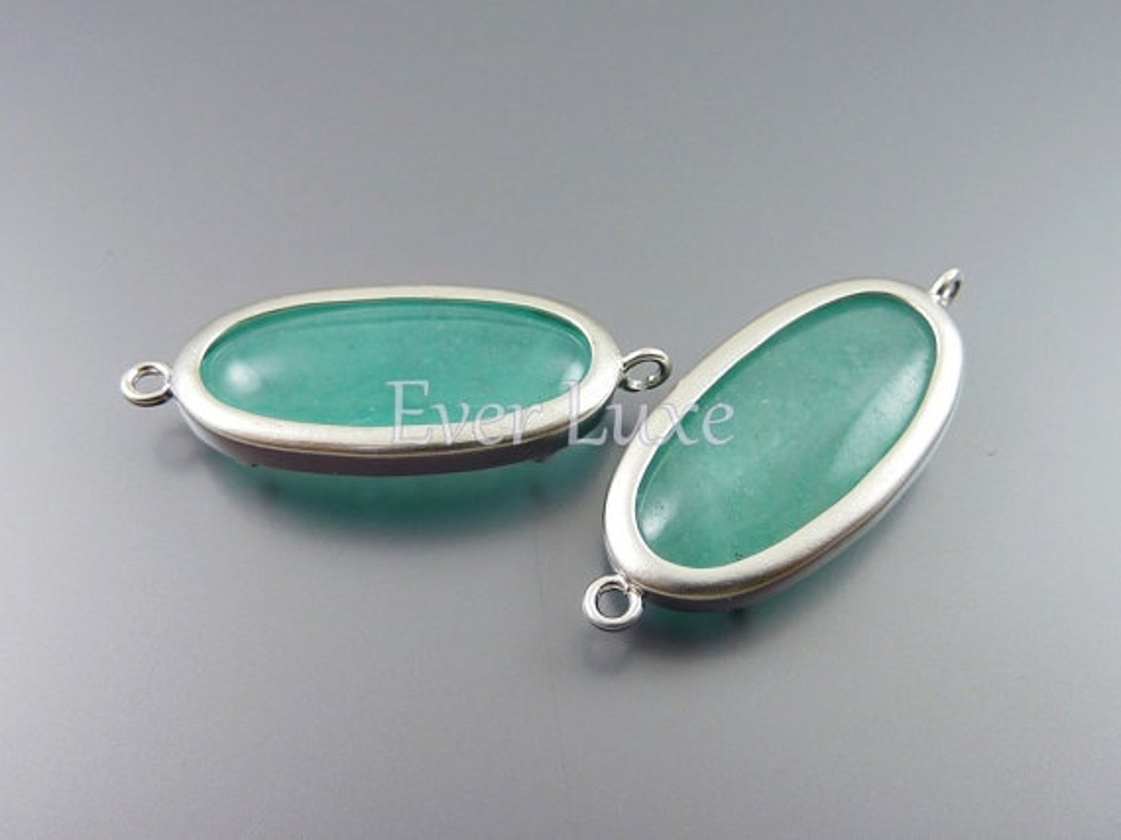 2 Amazonite Color / Dyed Jade Stonesstone With Loops Smooth - Etsy