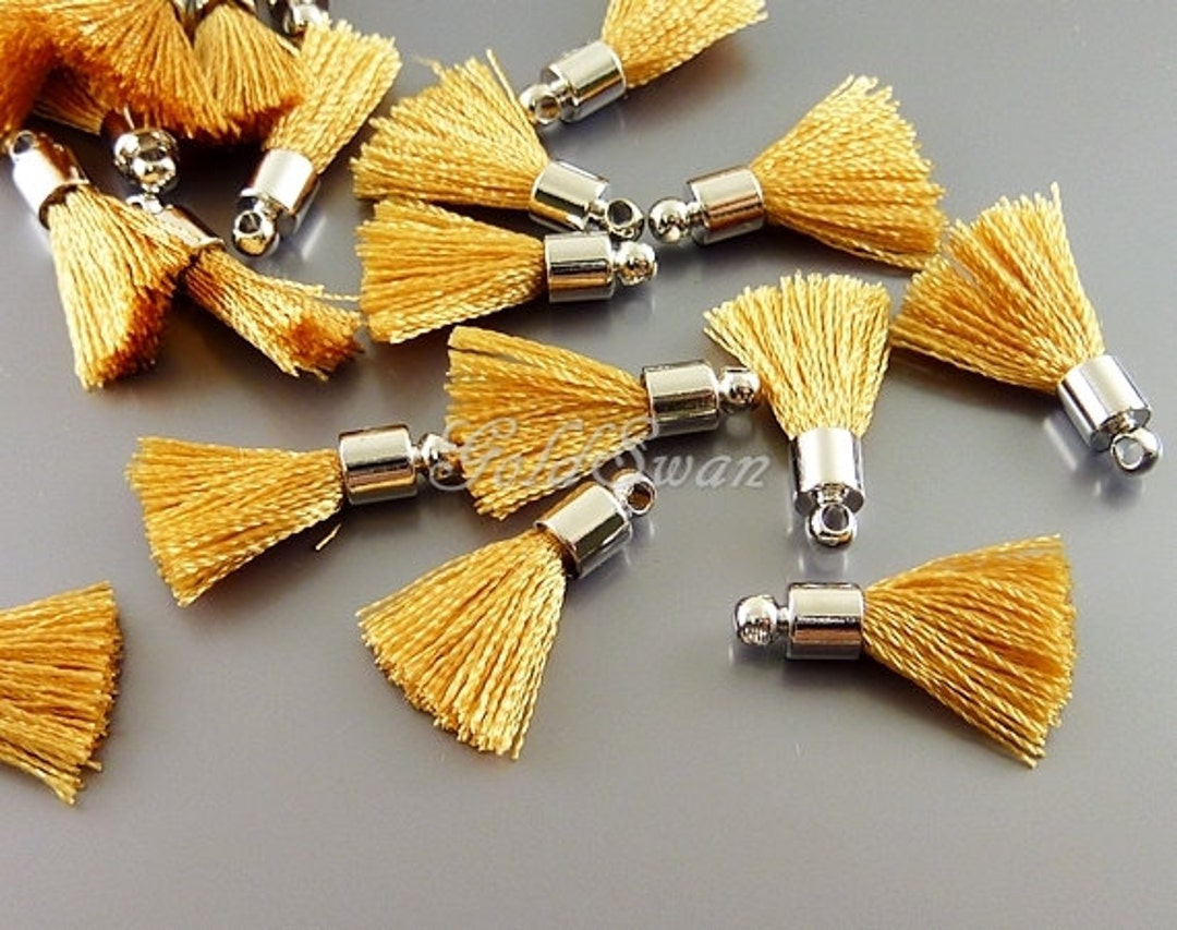 4 Tan Beige Tassels With Silver Cap Bail Tassel With Metal - Etsy