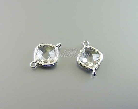 2 Clear Crystal Small Faceted Glass Connectors for Linking - Etsy
