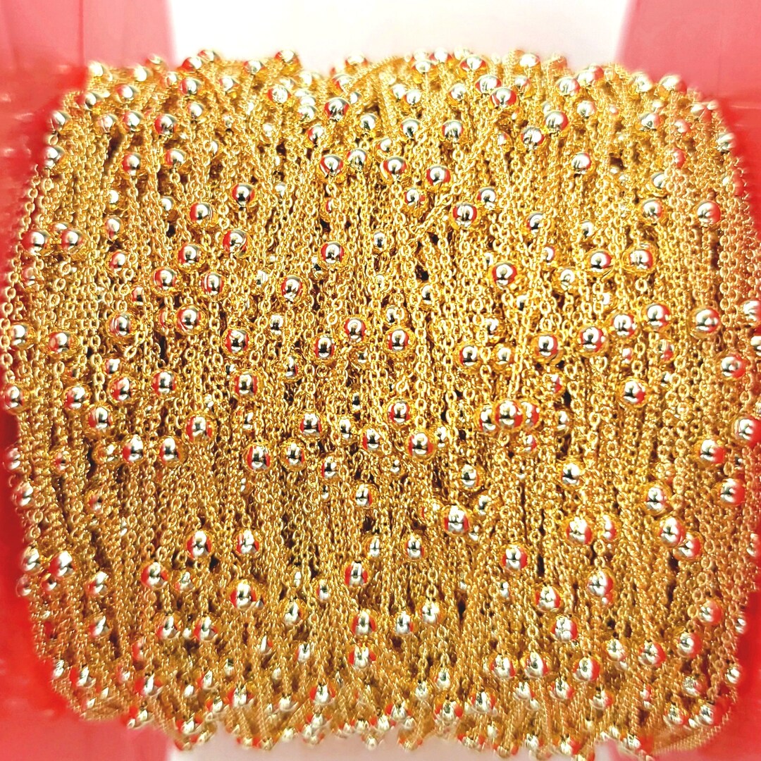15% off Bulk Sale 100 Meters Stationed Ball Chain With 2.7mm Beads Tiny ...