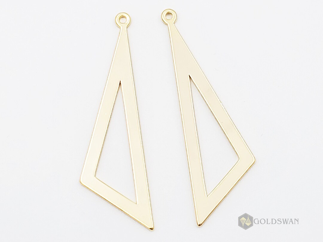 New 4 Gold Long Geometric Triangle Pendants, Abstract Triangle Jewelry ...