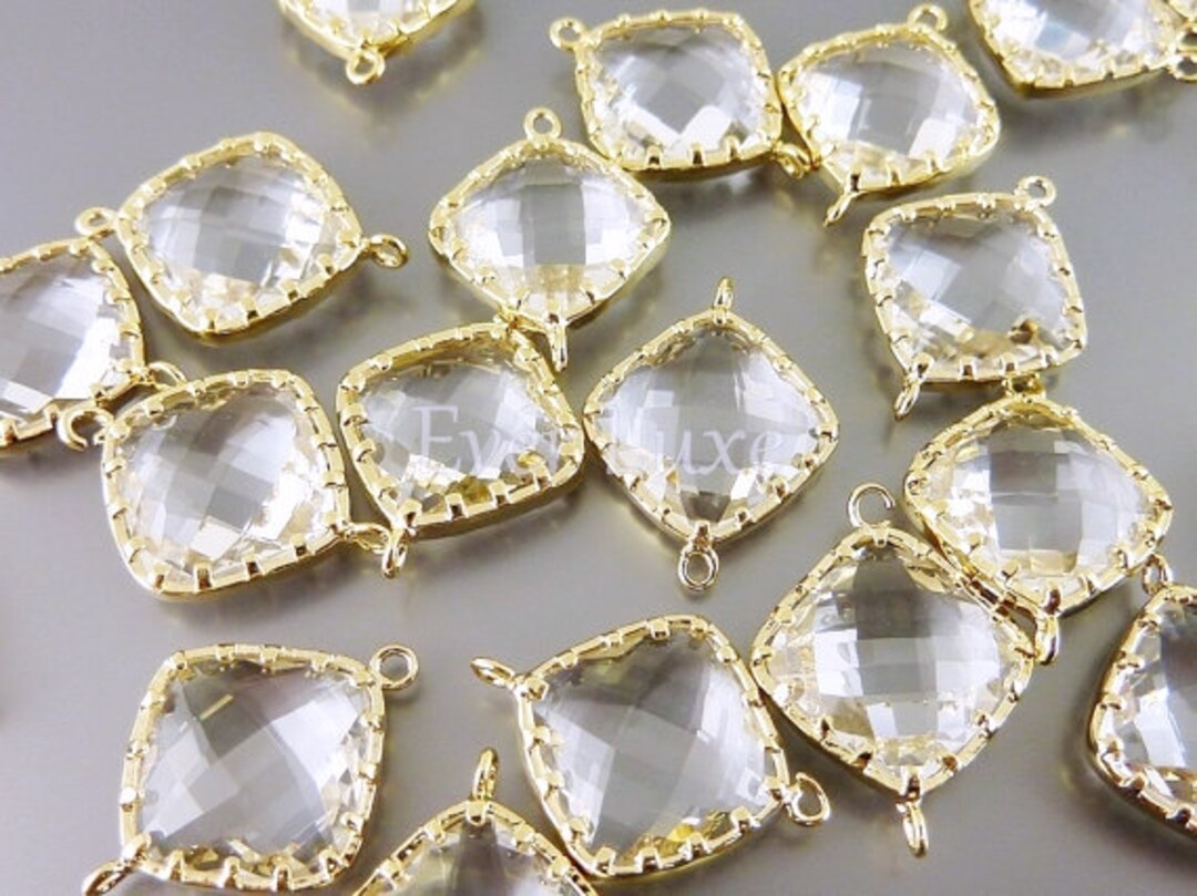 2 Clear Crystal Glass Stone 13mm Diamond Shaped, Cushion Cut Stones ...