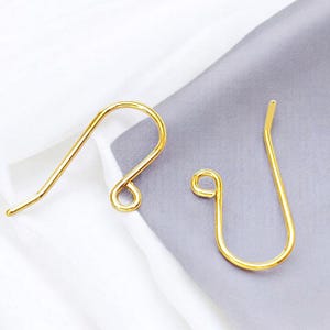 14K Gold Plated French Ear Wires: 21 Gauge Brass Earring Hooks, 20mm ...