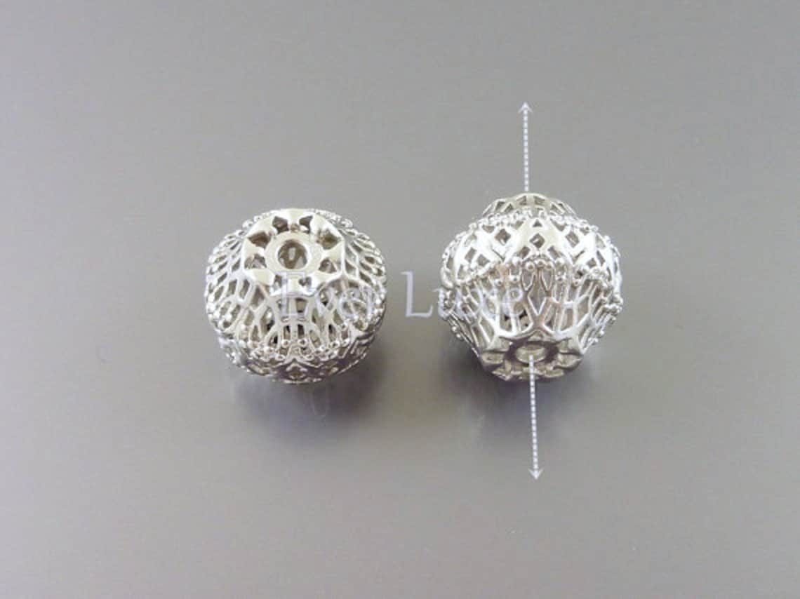 2 Large Round Barrel Beads Filigree Ball Lace Beads Beads - Etsy