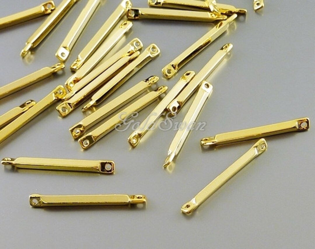 Shiny Gold Bar Connectors: Skinny Brass Charms (8 Pc) - Etsy