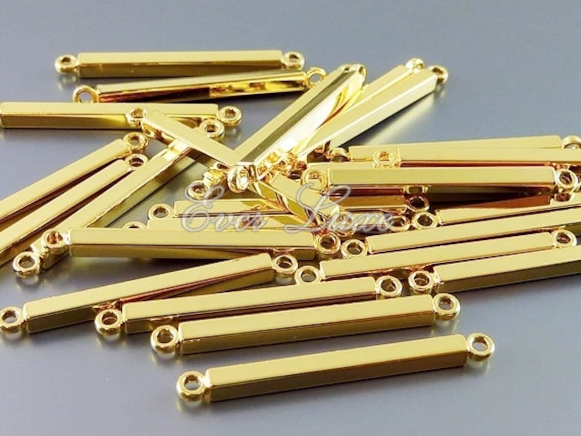 4 Thin Sideways 24mm Bar Connectors Sideways Bar Necklace | Etsy