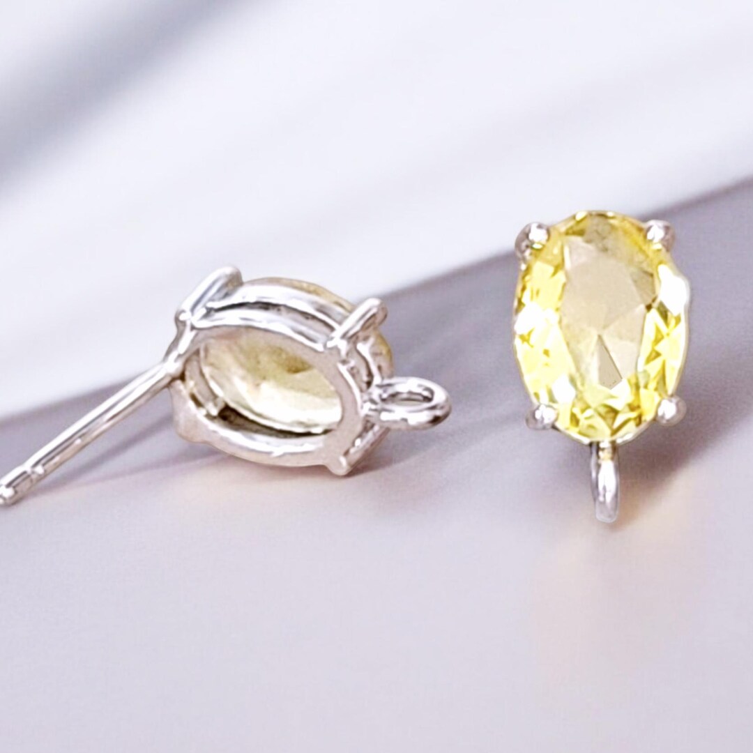 Lemon Yellow Topaz Glass Earrings: Rhodium Plated Studs - Etsy