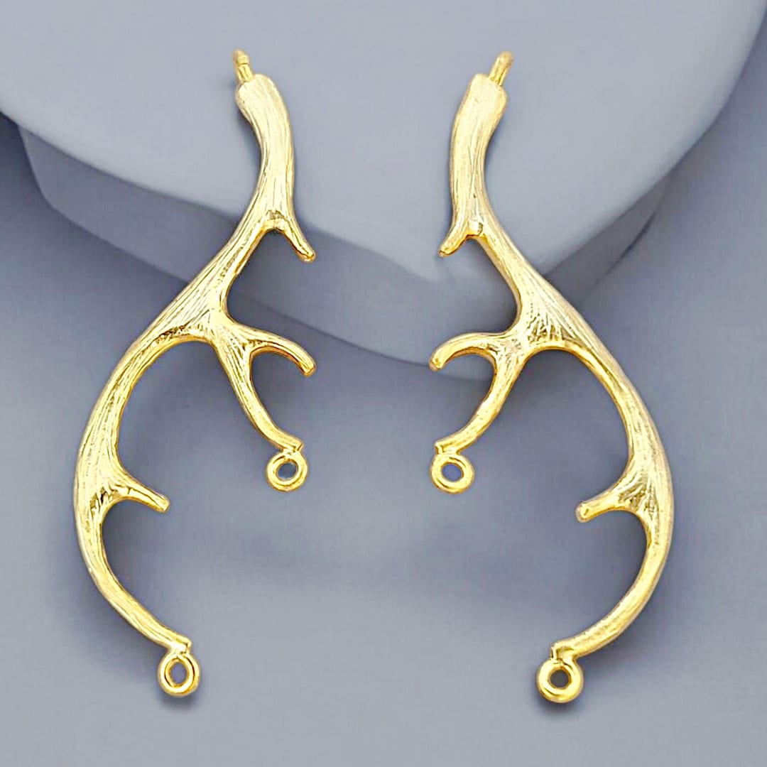 Matte 14K Gold Deer Antler Charms: Mismatched Brass Jewelry Findings - Etsy