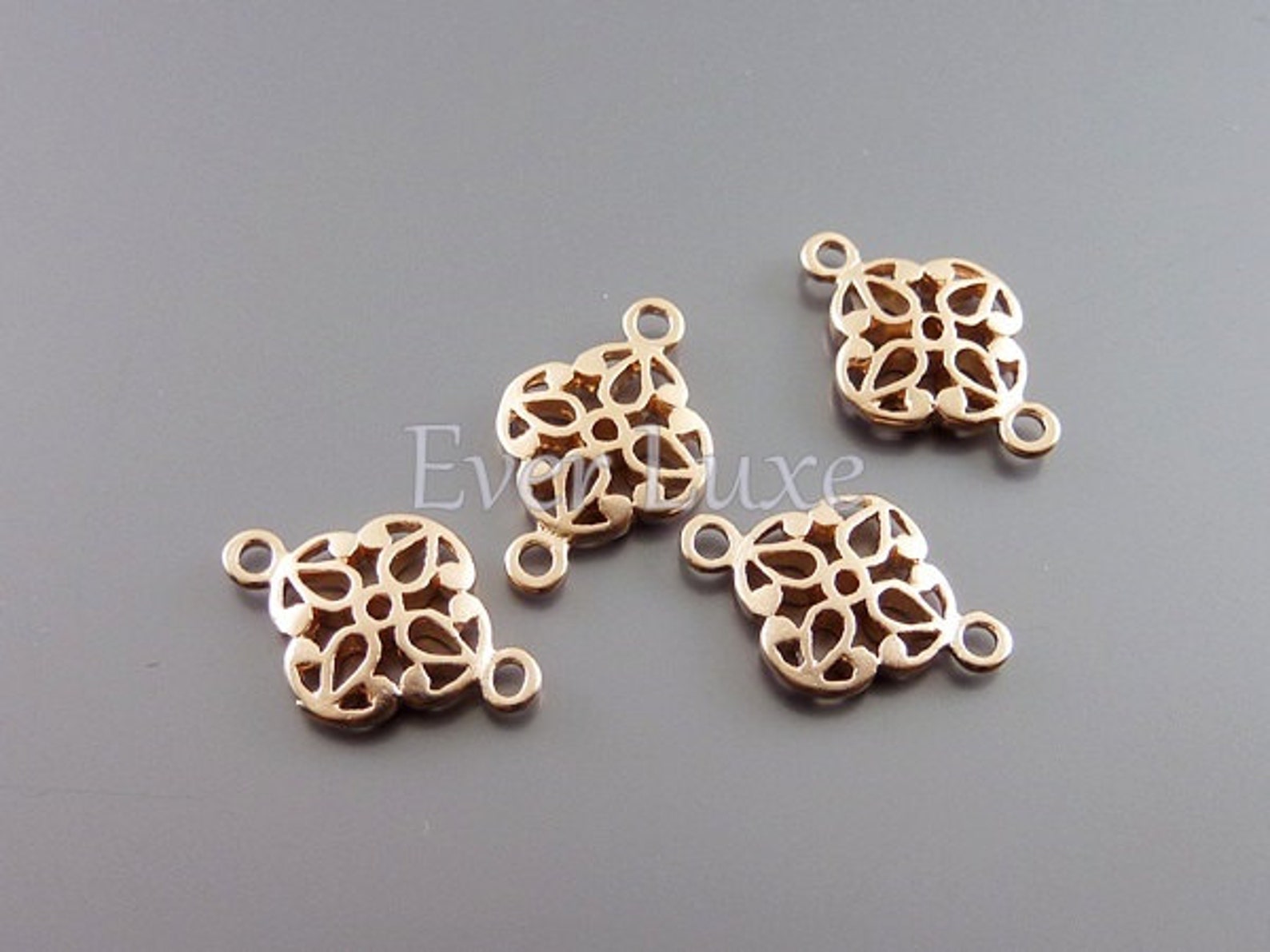 4 Small Floral Filigree Jewelry Connectors Metal Filigree - Etsy