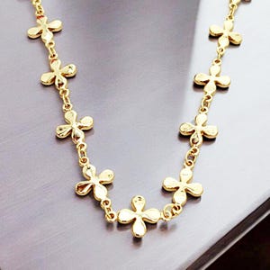 1 Foot / Connected Flower Charm 4-petal Flower 14K Gold High-quality ...