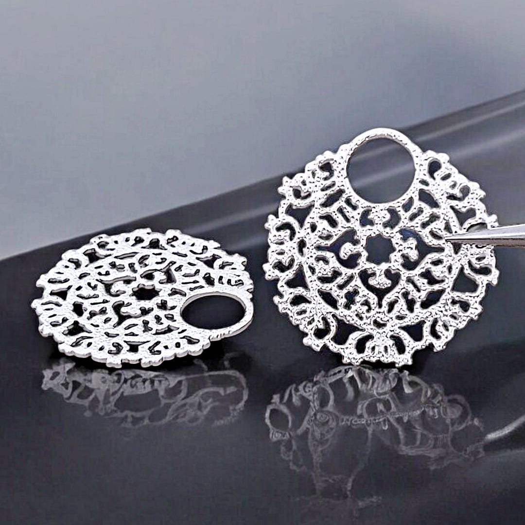 Filigree Rhodium Plated Brass Pendants: Matte Silver Jewelry Supply ...