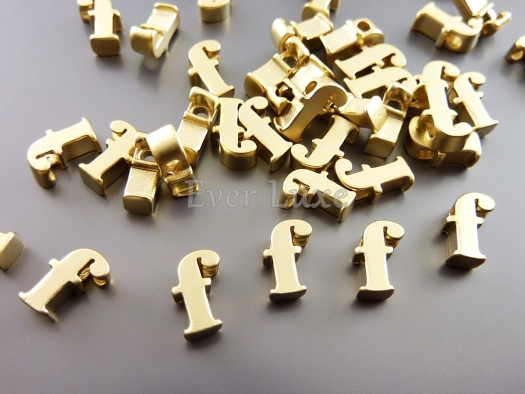 2 Lowercase Letter F, Matte Gold Initial Beads, Initial Charms ...