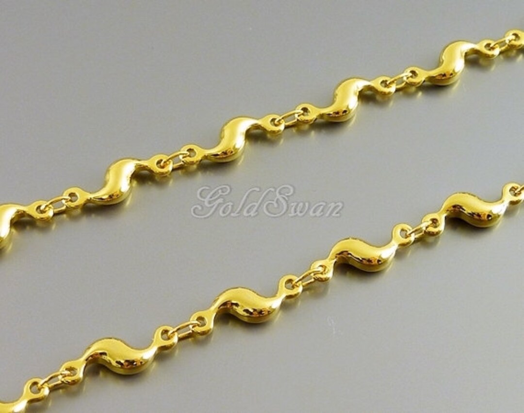 1 Foot Unique S Shaped Gold Linked Chain, Designer Style Jewelry Chain ...