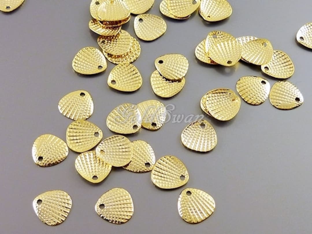 20 Tiny Shiny Gold 7mm Seashell, Clam Shell Charms, Sea Ocean Mermaid ...