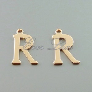 4 Rose Gold Letter R Charms, Personalized Jewelry Initial Pendant ...