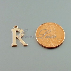4 Rose Gold Letter R Charms, Personalized Jewelry Initial Pendant ...