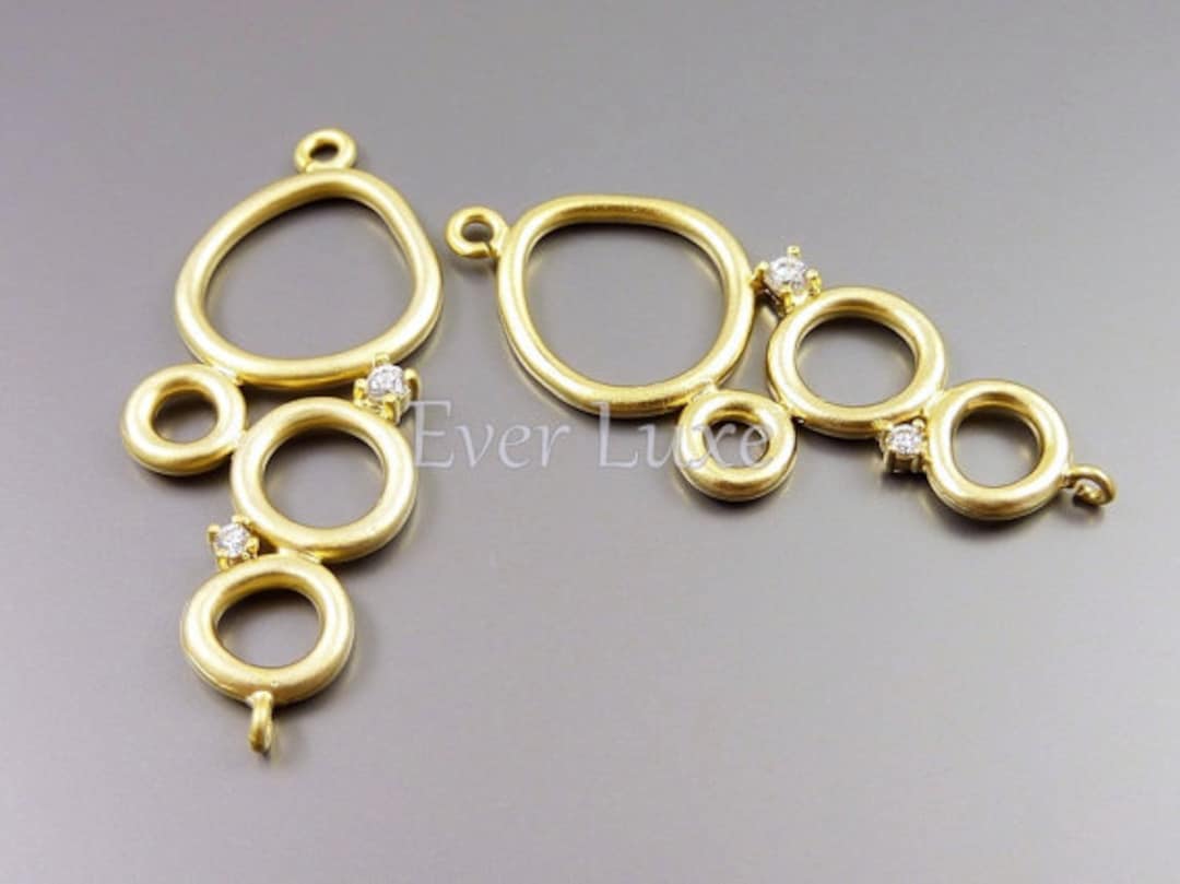 2pcs 14K Matte Gold Abstract Multi-circles With CZ Cubic Zirconia, Ring ...