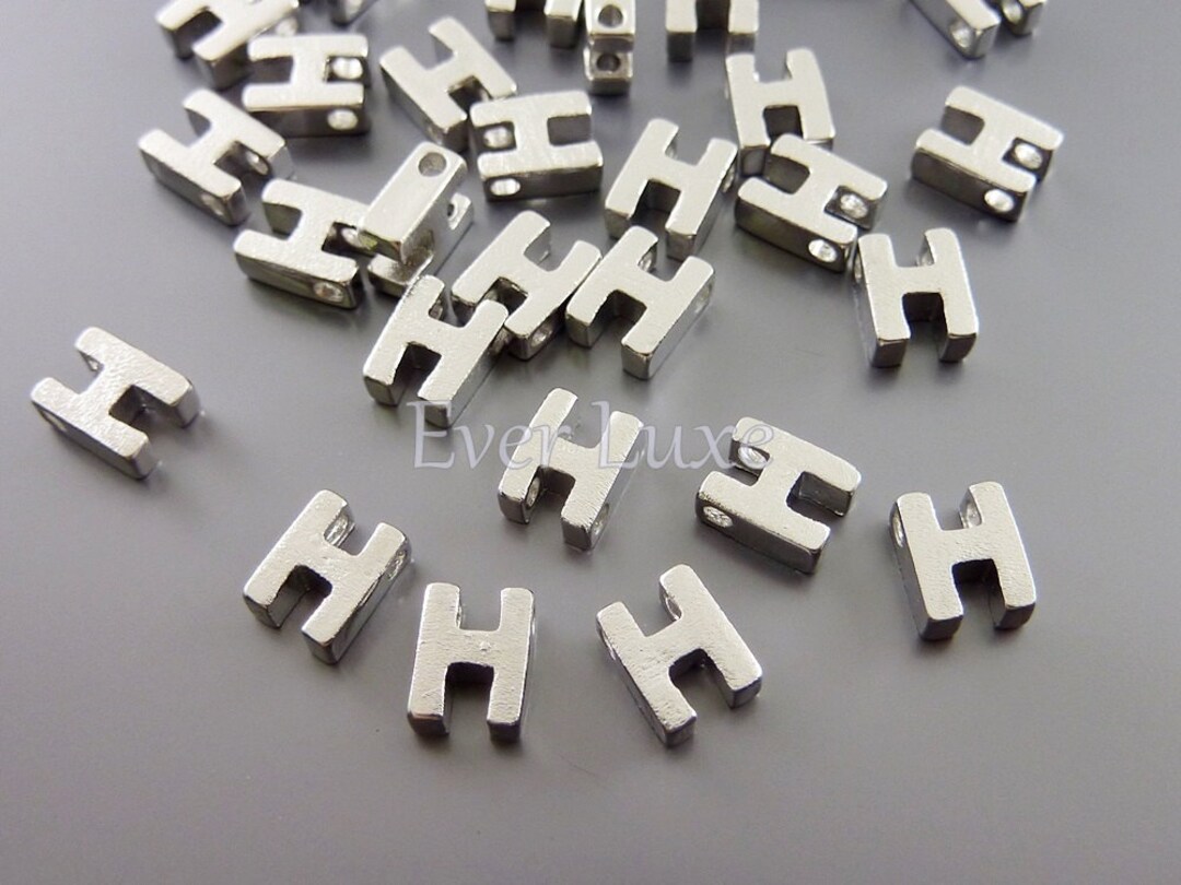 4 Initial H, Petite Satin Silver Alphabet Beads, Initial Necklaces ...