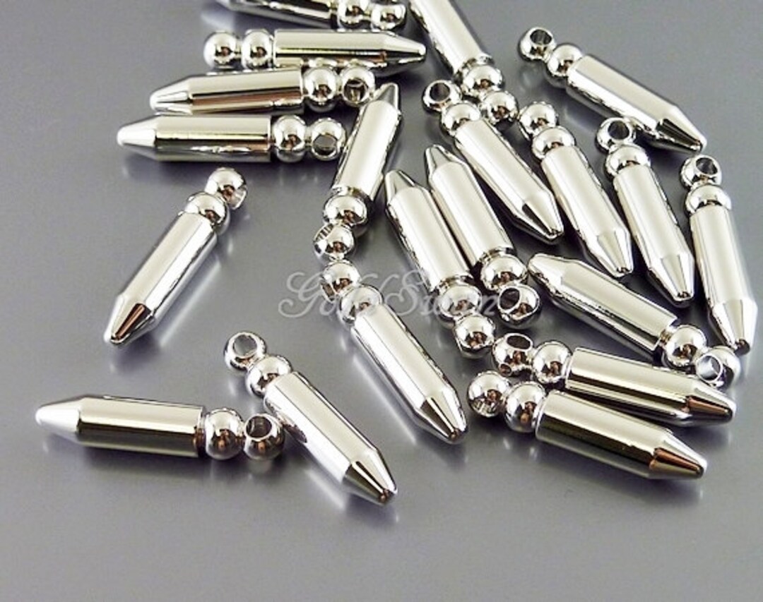 4 Pointy Bullet Charms in Silver, Statement Necklace Bullet Pendant ...