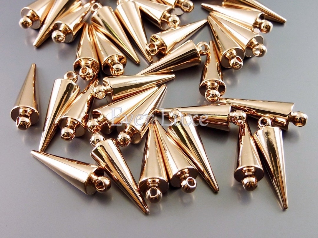 4 SHINY Rose Gold Plated Pointy Spike Bullet Charms for Statement ...
