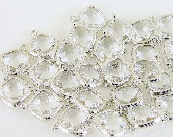 2 Clear Crystal Small Faceted Glass Connectors for Linking - Etsy