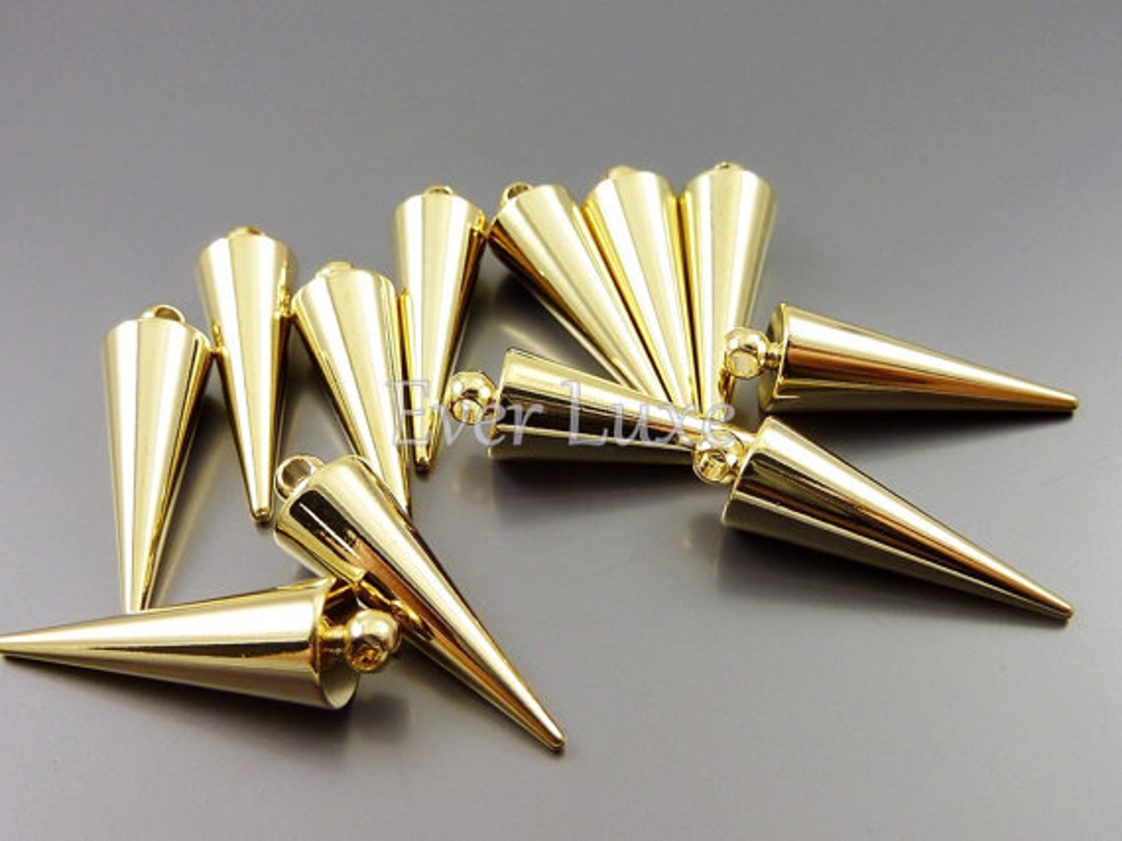 4 SHINY Gold 20mm X 6mm Spike Bullet Charms Statement - Etsy