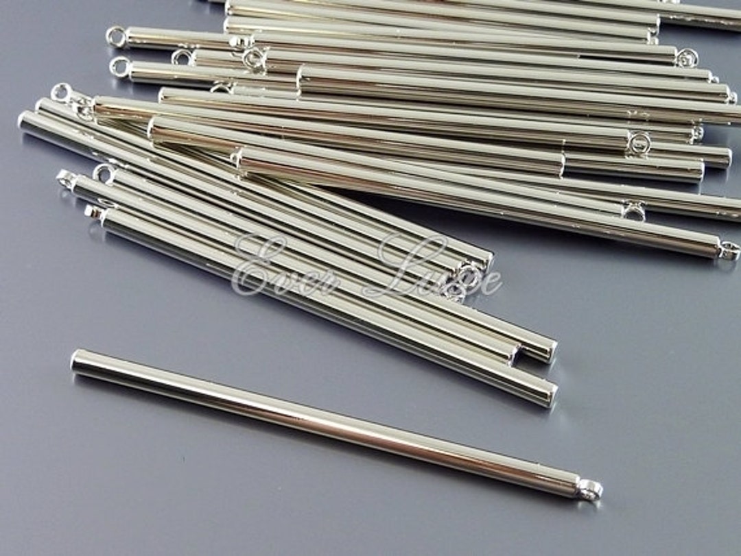 4 Skinny & Long Tubular Stick Bar Pendants, Long Bar Charms, Long Bar ...