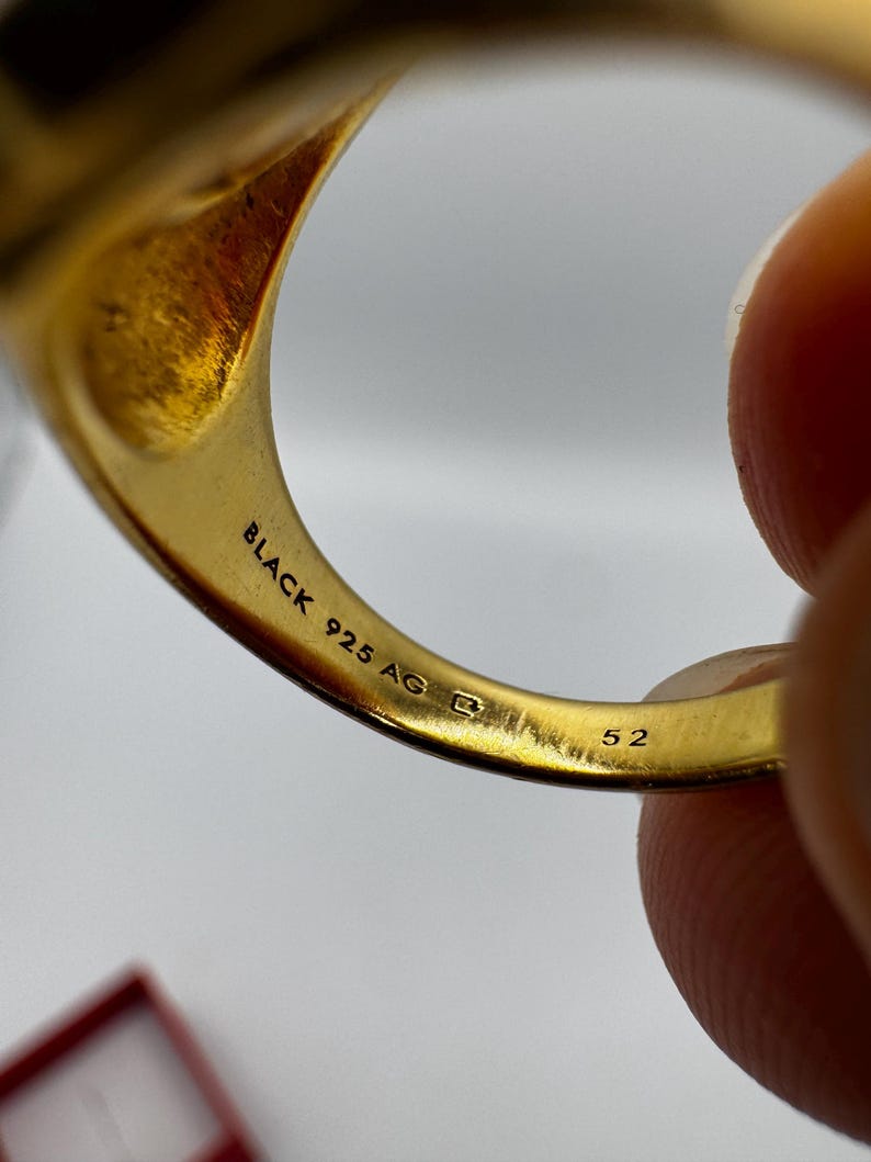 Maria Black Ring 925 Gold Freedom Coin Ocean Glitter Size 52 - Etsy UK