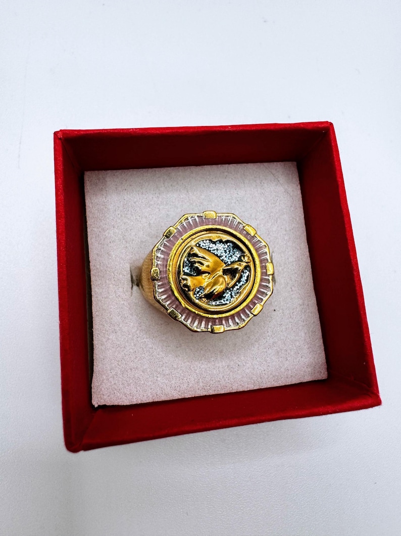 Maria Black Ring 925 Gold Freedom Coin Ocean Glitter Size 52 - Etsy UK