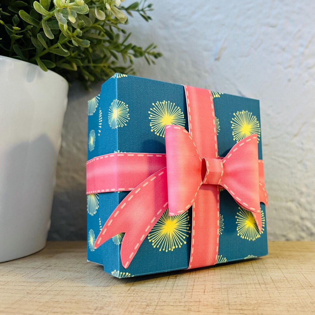 Gift Box With Bows Paper Craft Printable Instant Digital Download Teal ...
