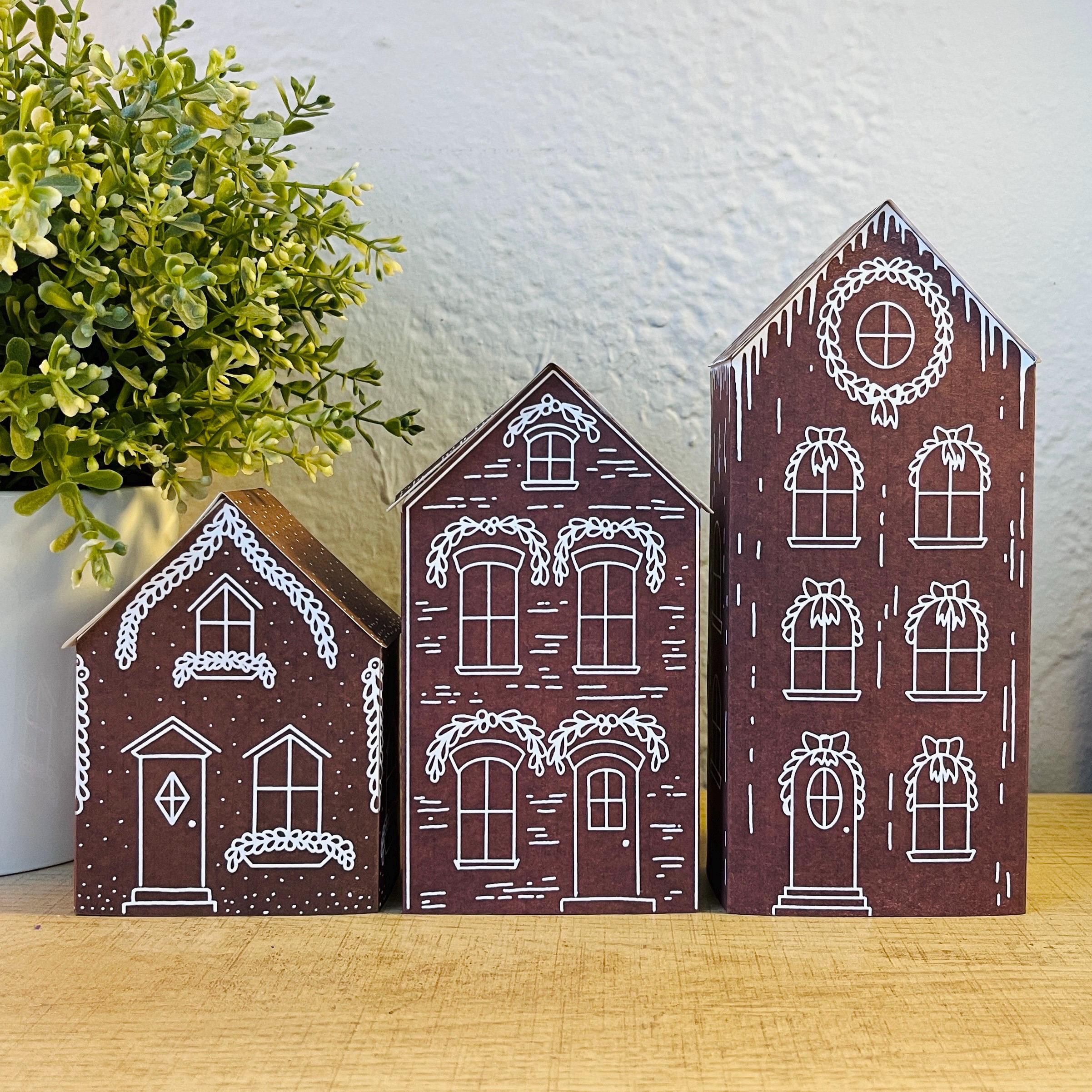 3D Gingerbread Houses Paper Craft Printable Instant Digital Download ...