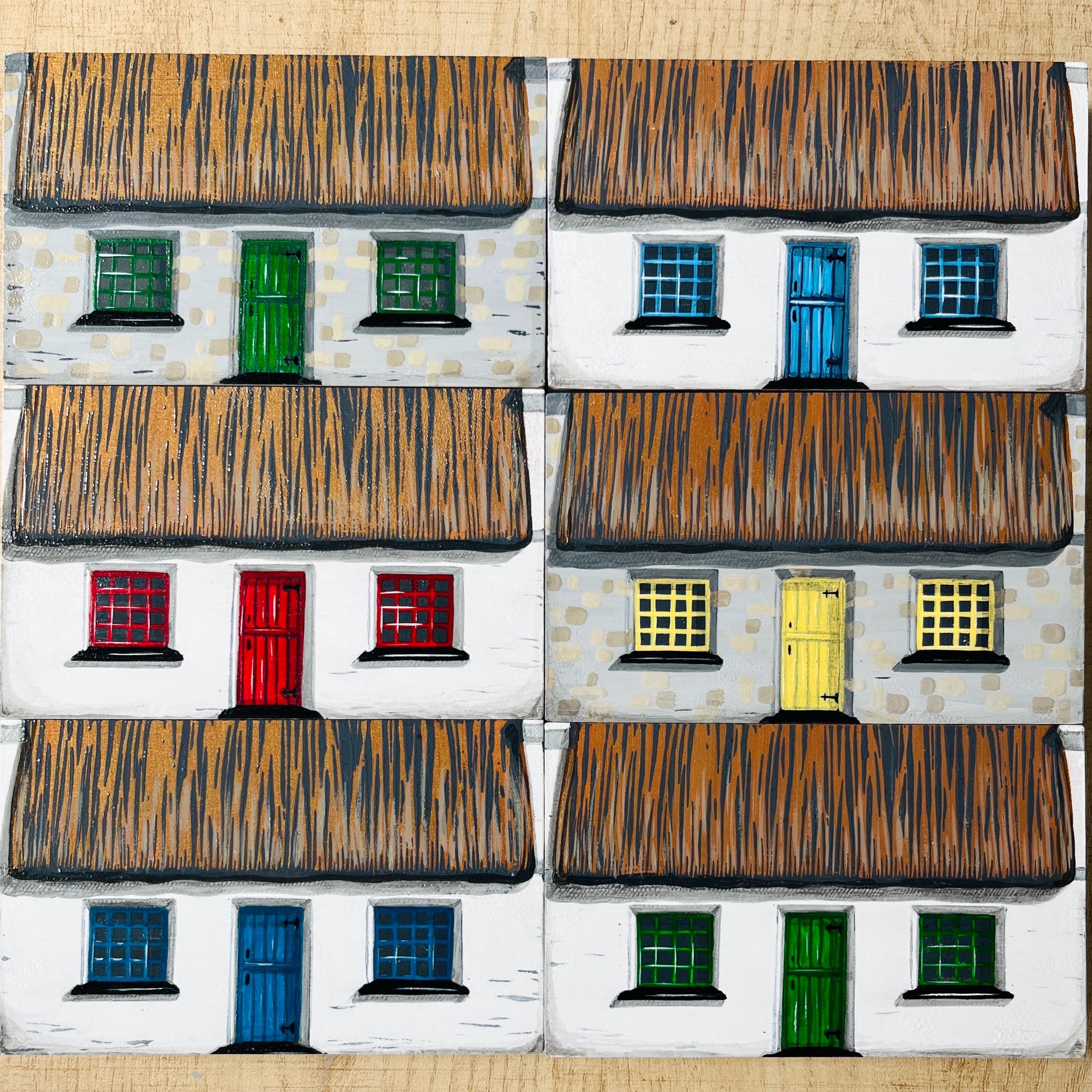 Mini City - Irish Cottage White and Dark Blue - Wood Block House - Etsy