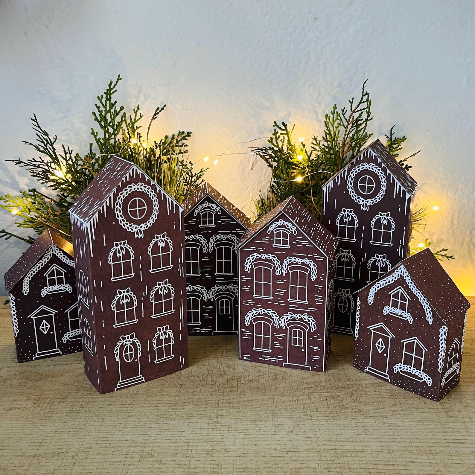 3D Gingerbread Houses Paper Craft Printable Instant Digital Download ...
