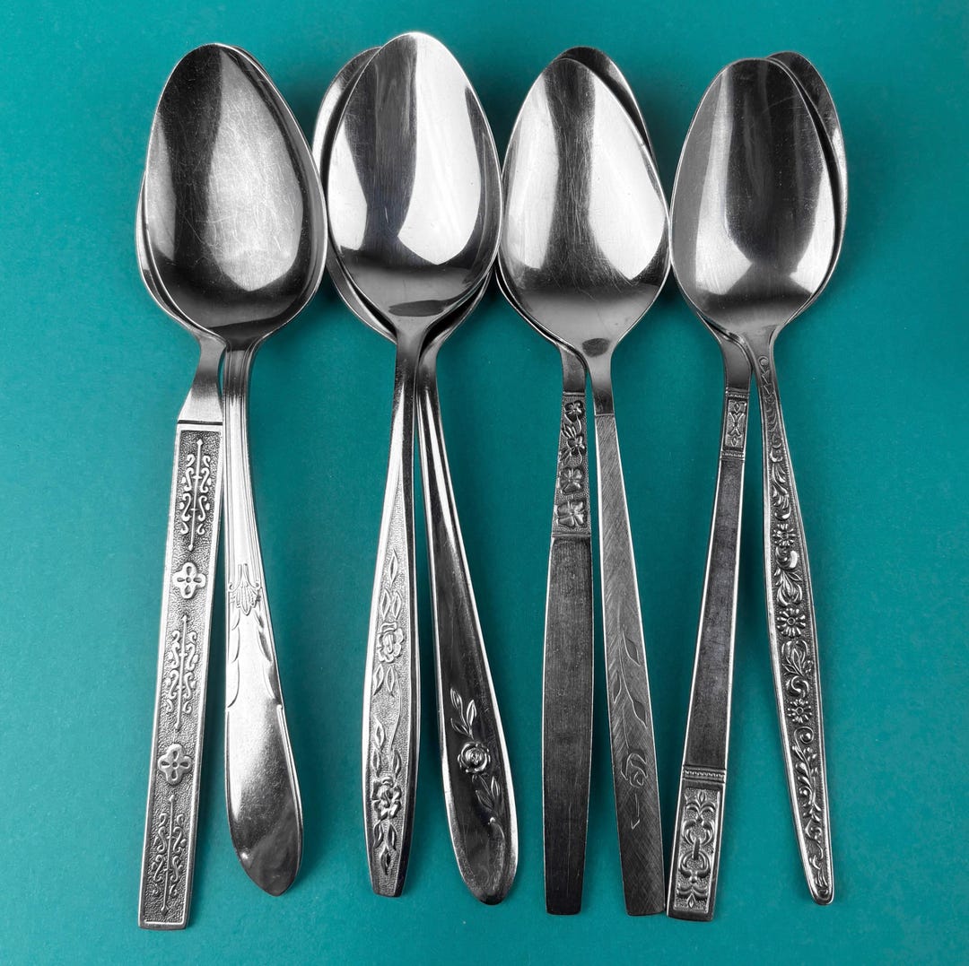8 Retro Serving Spoons - Mix + Match - Stainless Steel - About 8" - Etsy