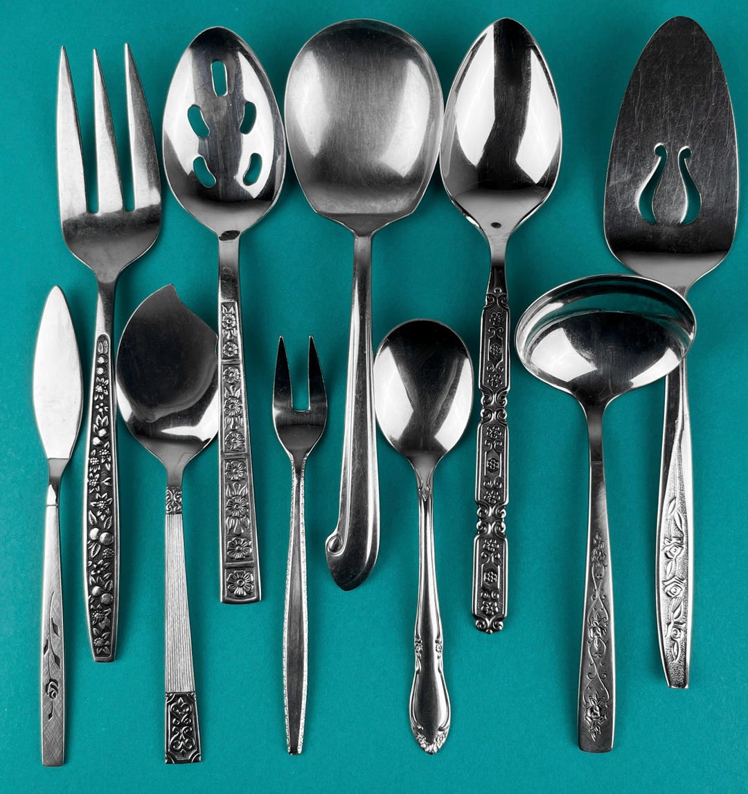 10 Retro Serving Pieces - Mix + Match Stainless Steel - Midcentury ...