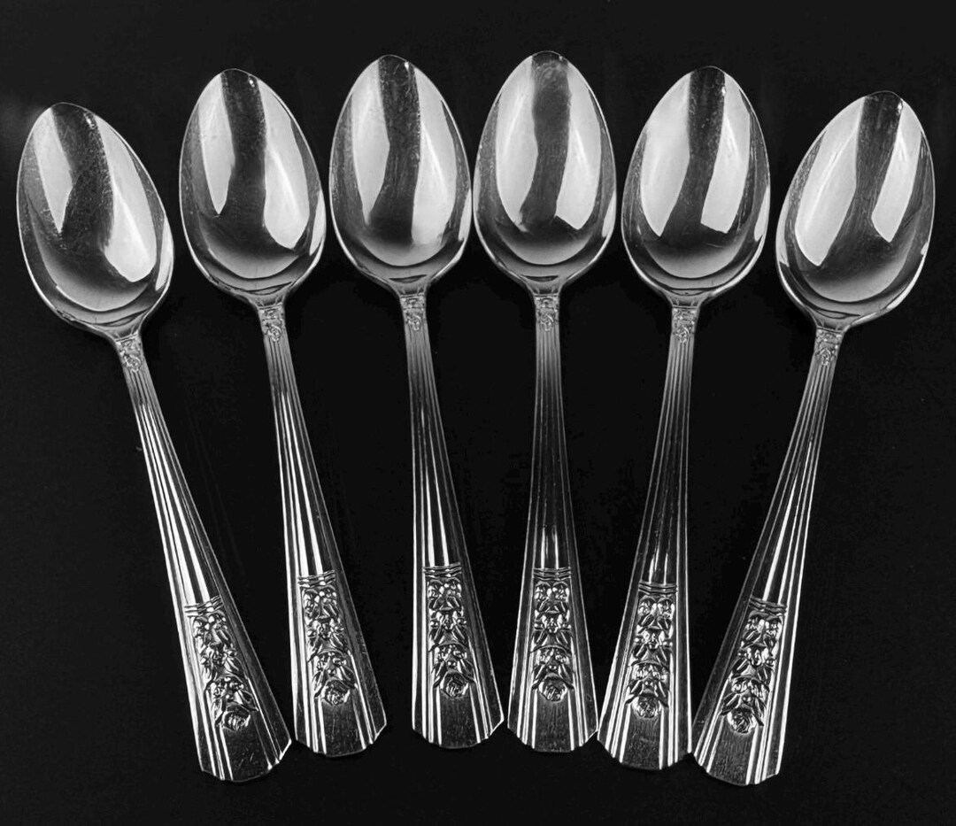 Set 6 X Five O'clock Coffee Spoons - 5 1/8" Oneida Wm A Rogers Rosalie ...