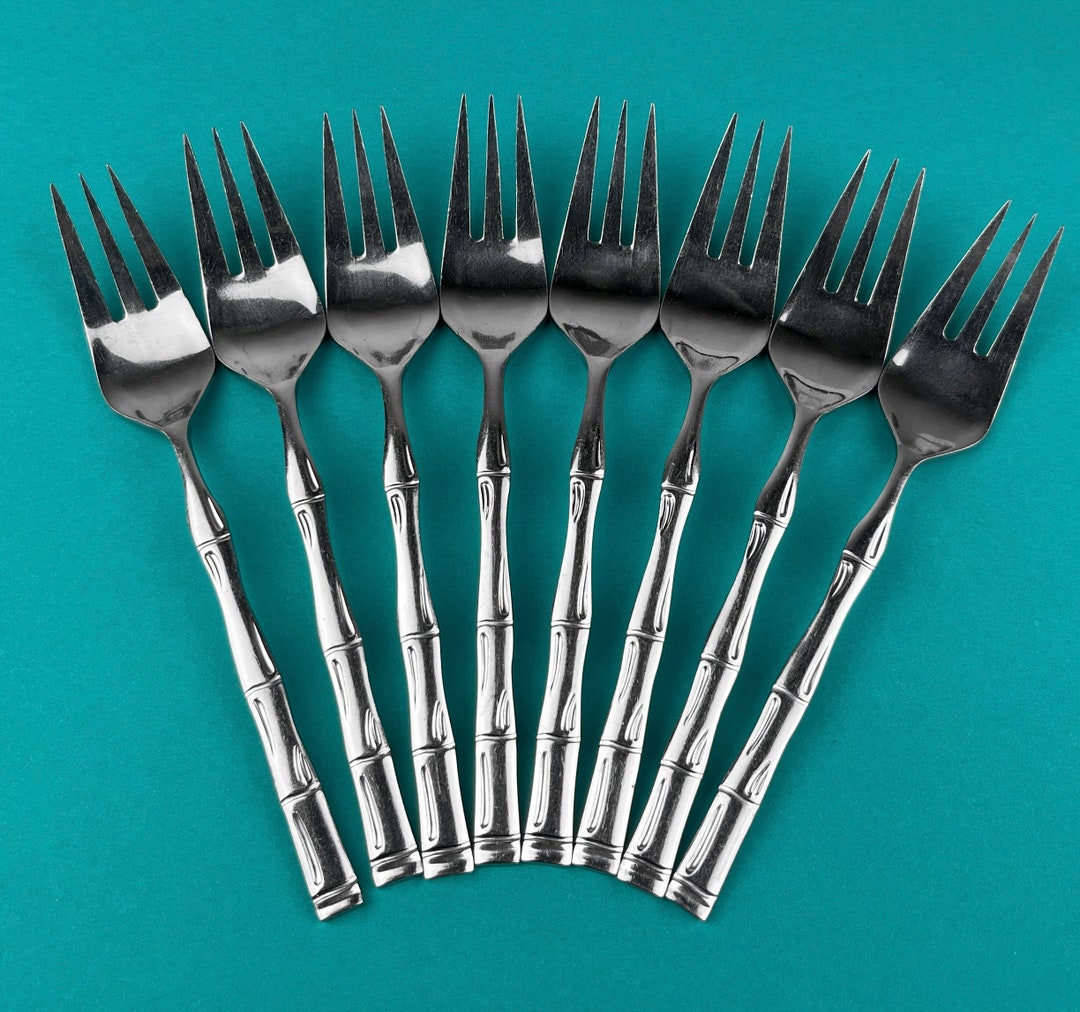 8 X Salad Forks - Bamboo Rattan Style - Supreme Cutlery by Towle ...