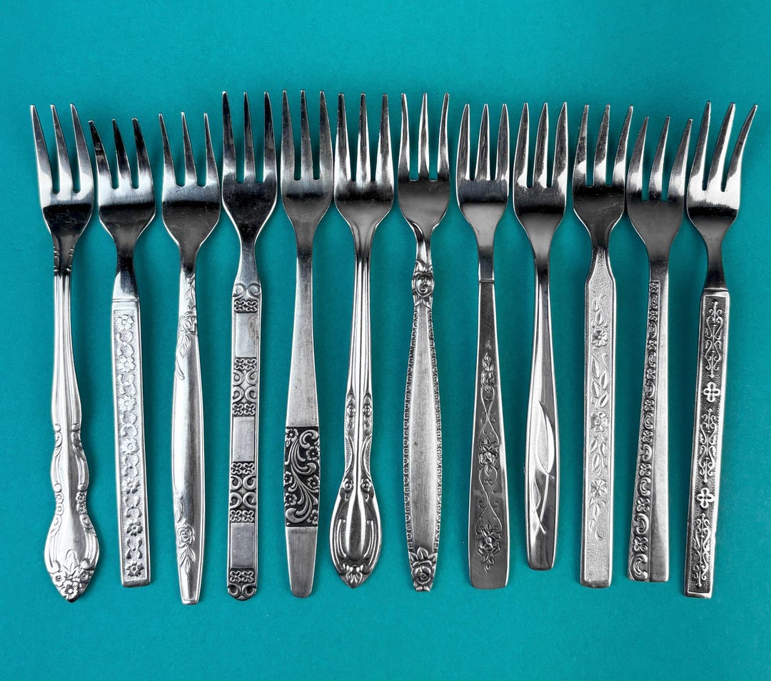 12 Retro Seafood Cocktail Forks - Mix + Match Set - Vintage Mid Century ...