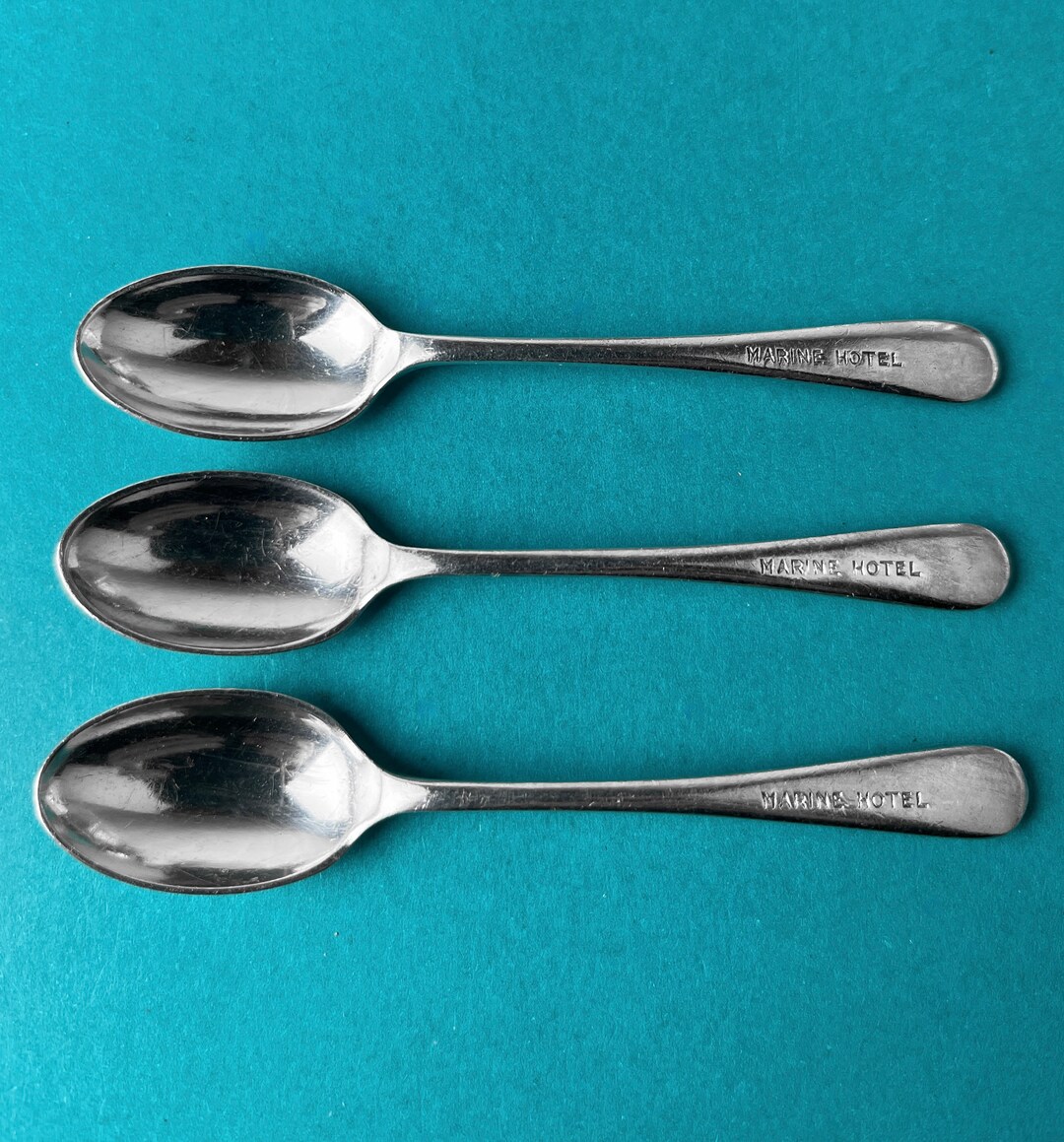 3 Marine Hotel Small Spoons 3 3/4" - Antique Tipped Pattern Made by ...