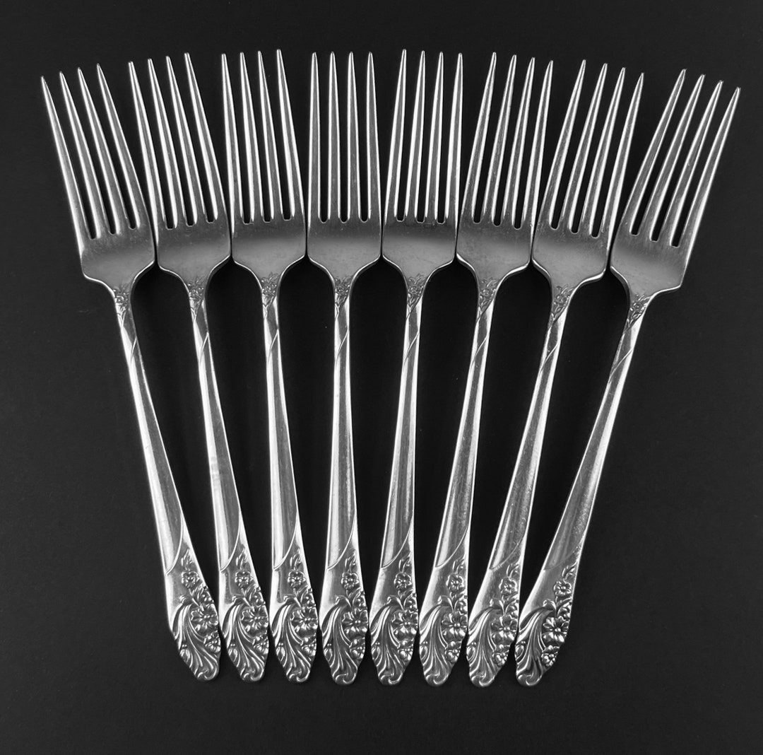 8 X Vintage Dinner Forks - Evening Star 1950 - Oneida Community ...