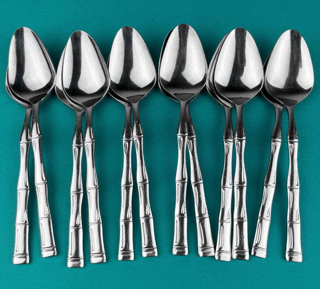 12 X Teaspoons Bamboo Rattan Style Supreme Cutlery by Towle Stainless ...