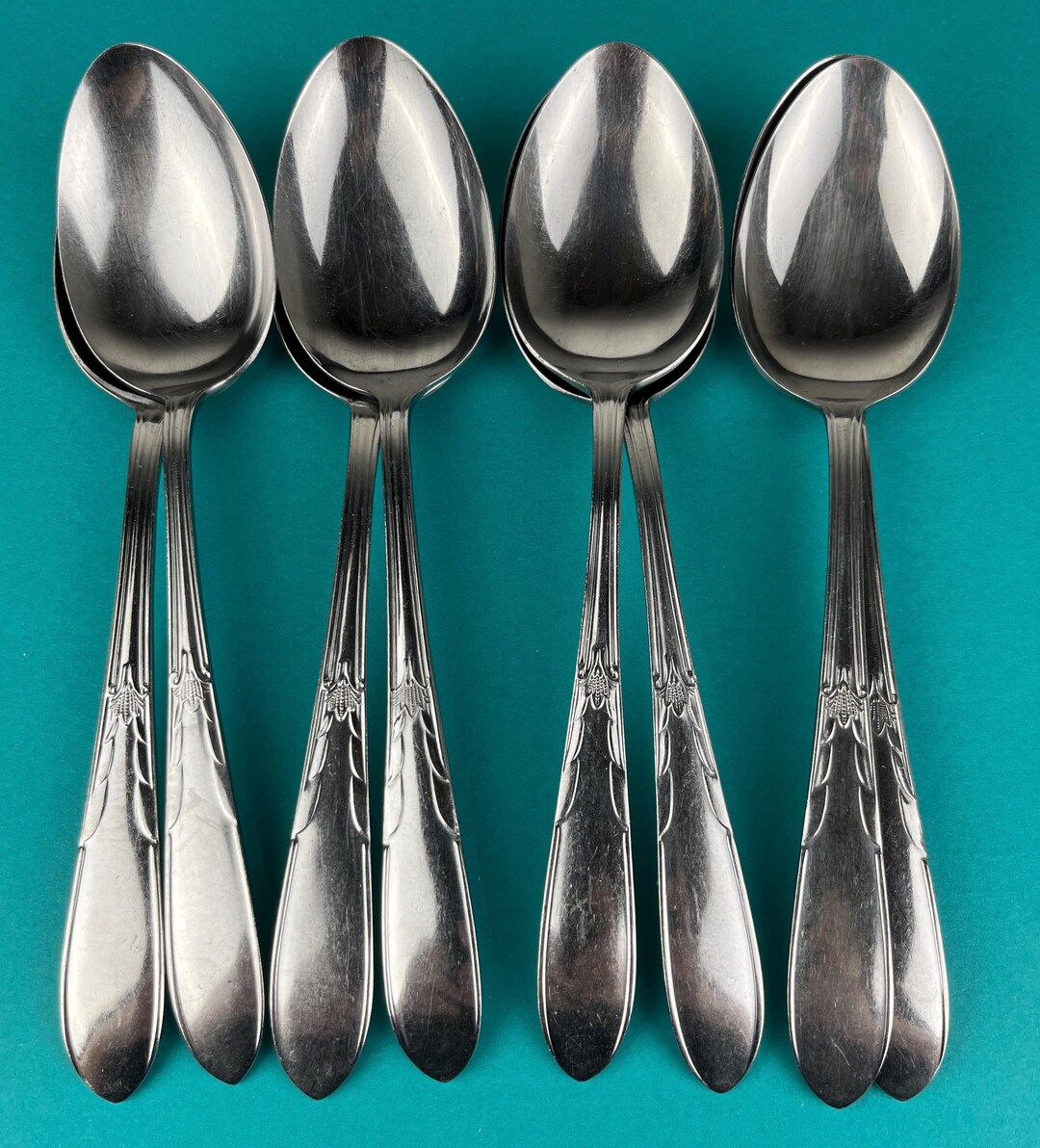8 X Retro Serving Spoons - Meyer Ball MB Stainless Debonair Pattern ...