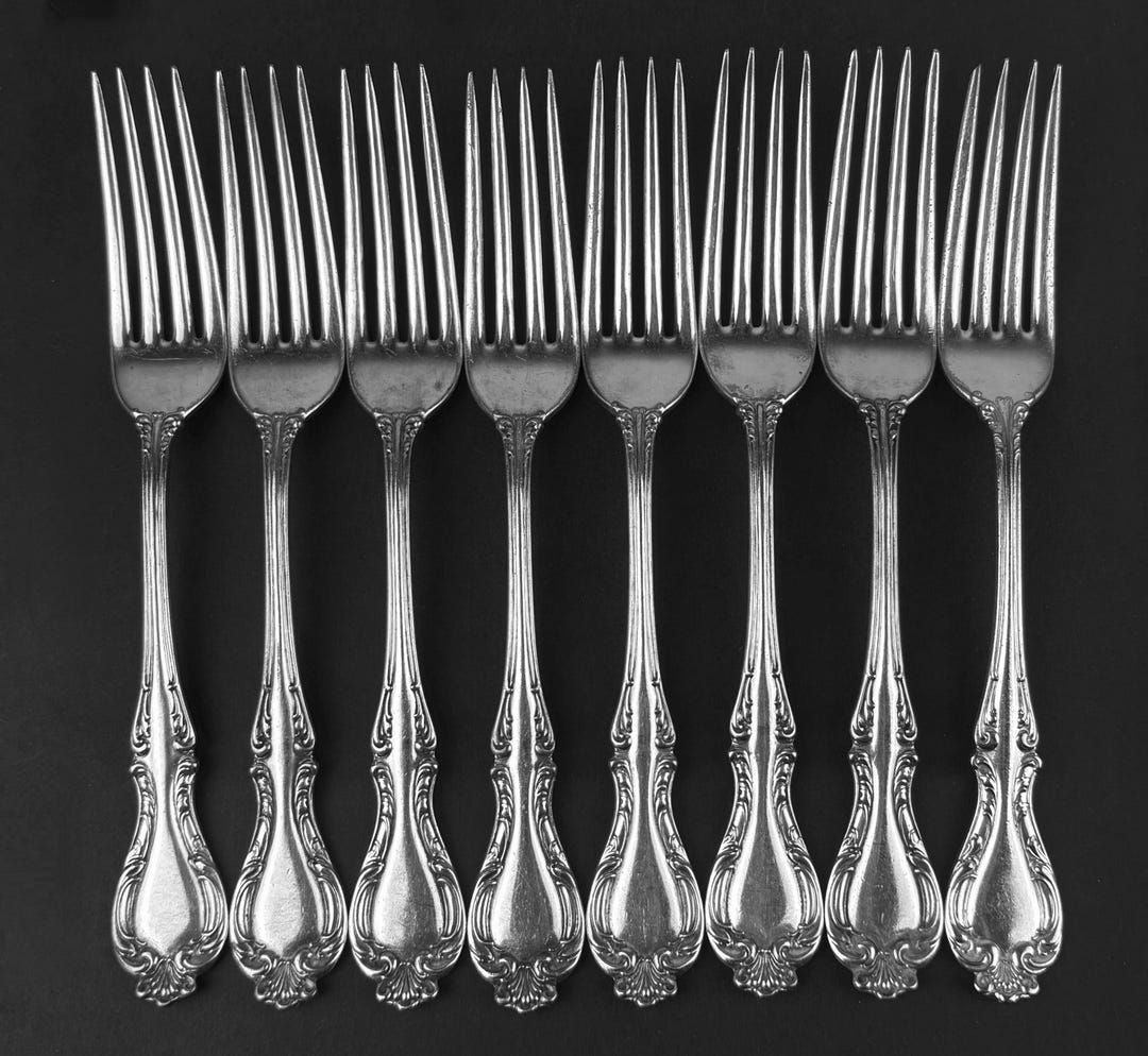 Scrap Craft Lot 8 X Antique Dinner Forks - Joan 1896 Pattern - Wallace ...